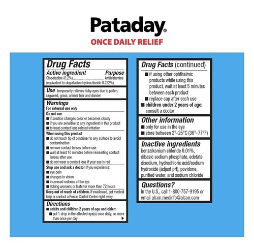 TWIN PACK Alcon Pataday Once Daily Relief Eye Allergy Itch 2.5ml each ...