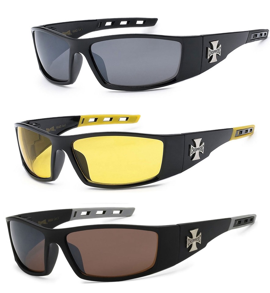 New 3 Pairs Choppers Motorcycle Riding Biker Sports Sunglasses 4 Color ...