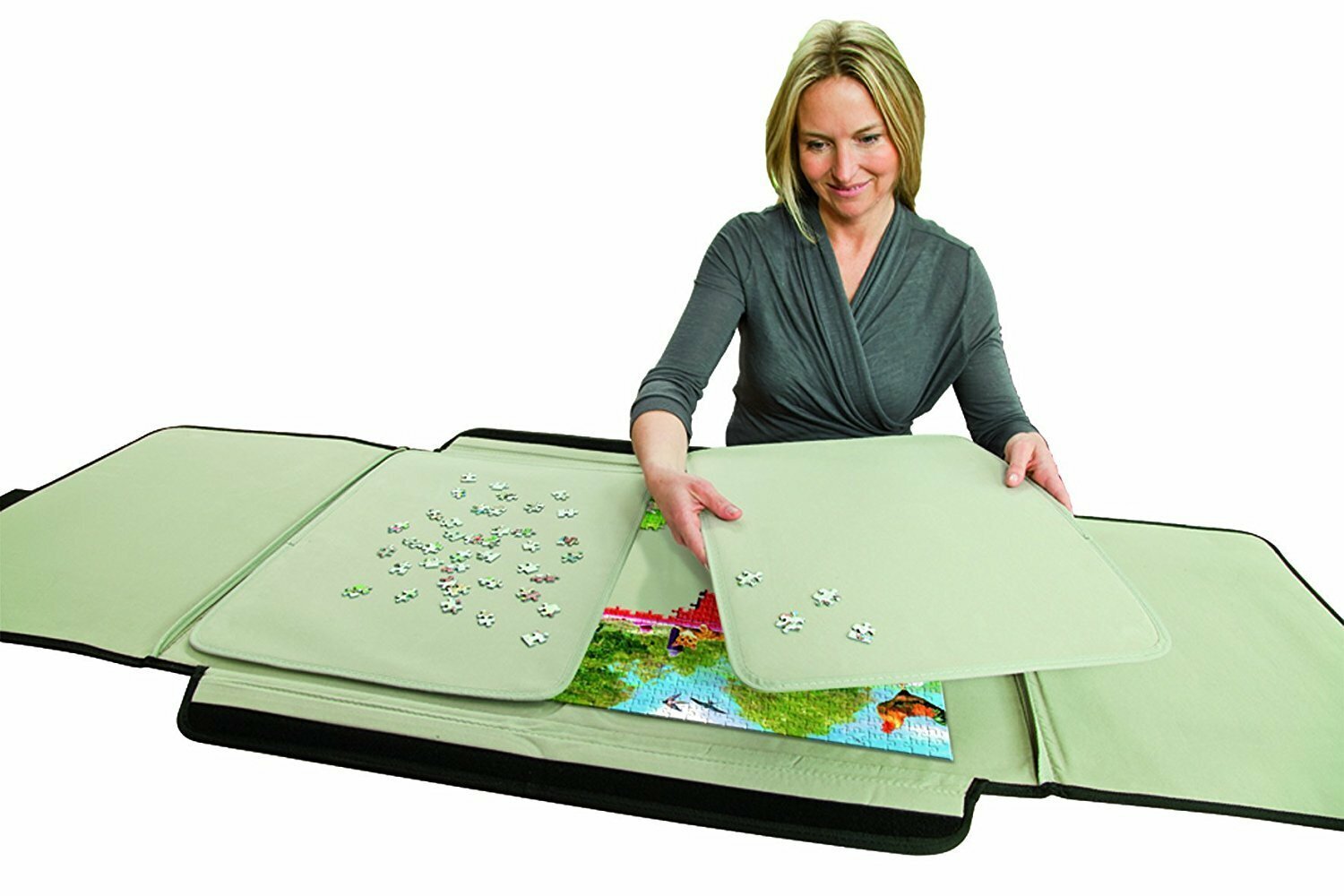 Deluxe 1000 Piece Jigsaw Puzzle Carrier Portable Work Surface Carry ...