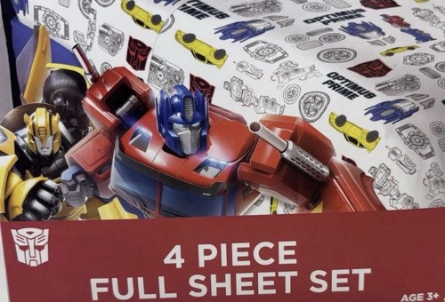 NEW TRANSFORMERS 4pc Full Sheet Set 1 Fitted 1 Flat Sheet & 2 ...