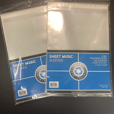 (200) CSP SHEET MUSIC SIZE SLEEVES COVERS W/RESEAL FLAP 9 3/8X12 1/4 ...