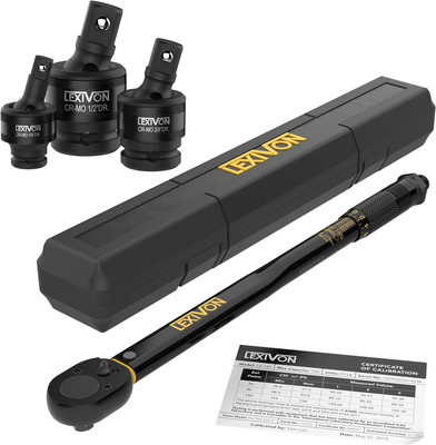 LEXIVON 1/2-Inch Drive Click Torque Wrench 10~150 Ft-Lb/13.6~203.5 Nm ...