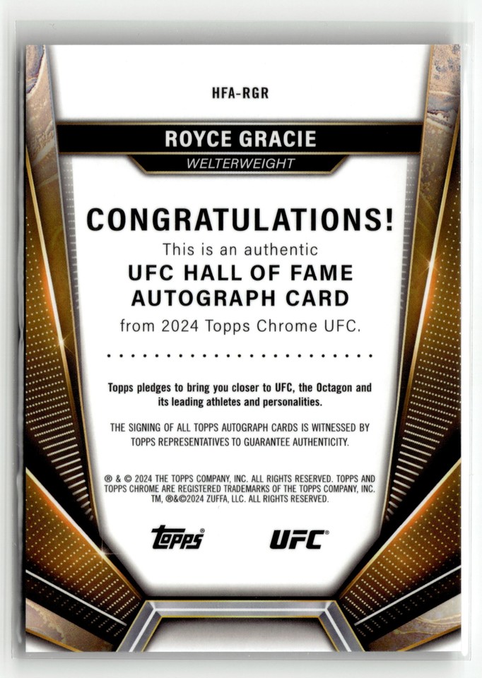 2024 Topps Chrome UFC Hall of Fame Autograph #HFA-RGR Royce Gracie | eBay