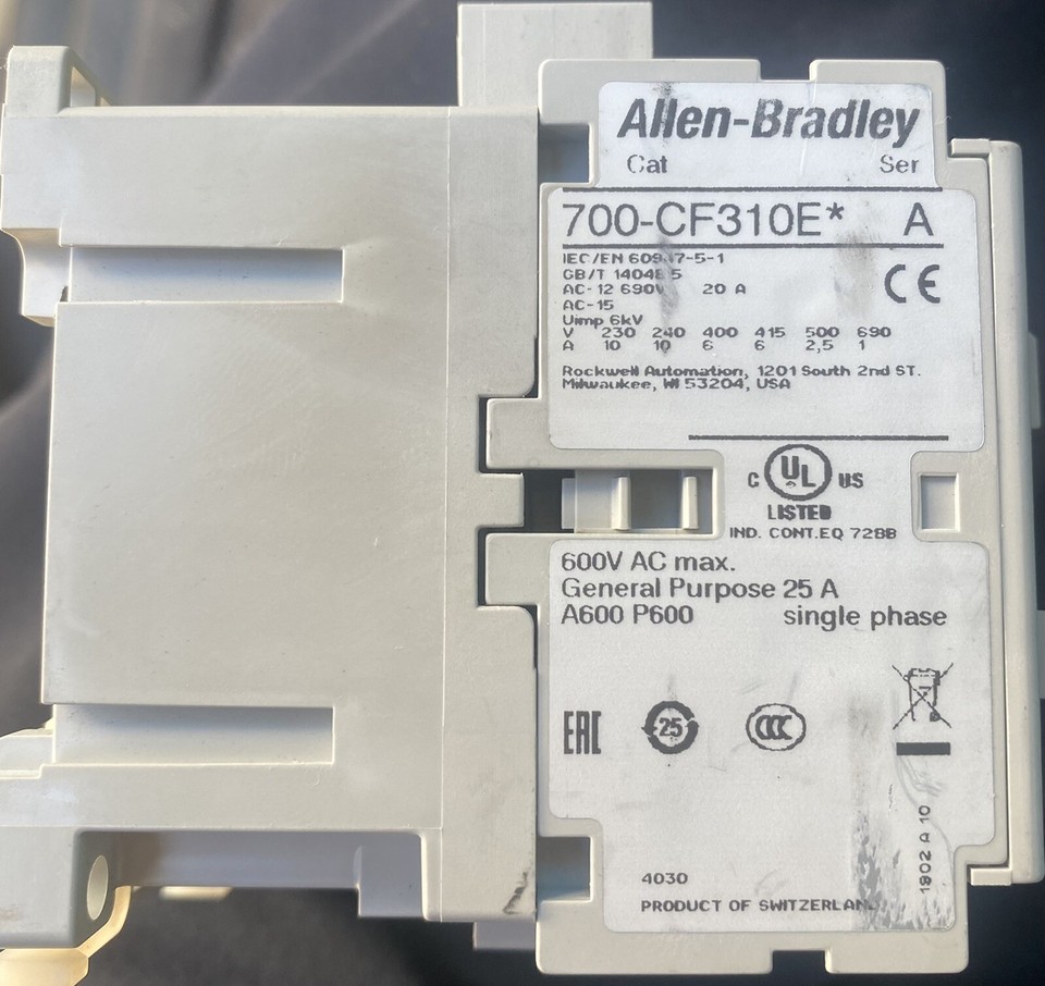 Allen-Bradley 700-CF310E* Ser. A Control Relay Coil 600VAC *USED | eBay