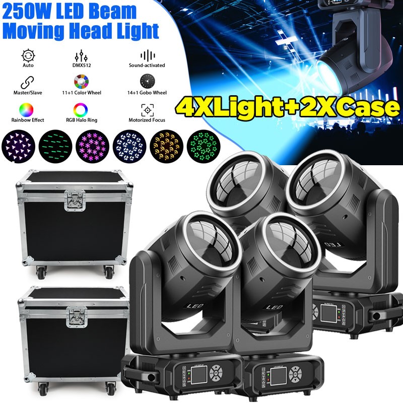 LED Beam 250W RGBW 18Prism GOBO Moving Head Light Stage Light DMX ...