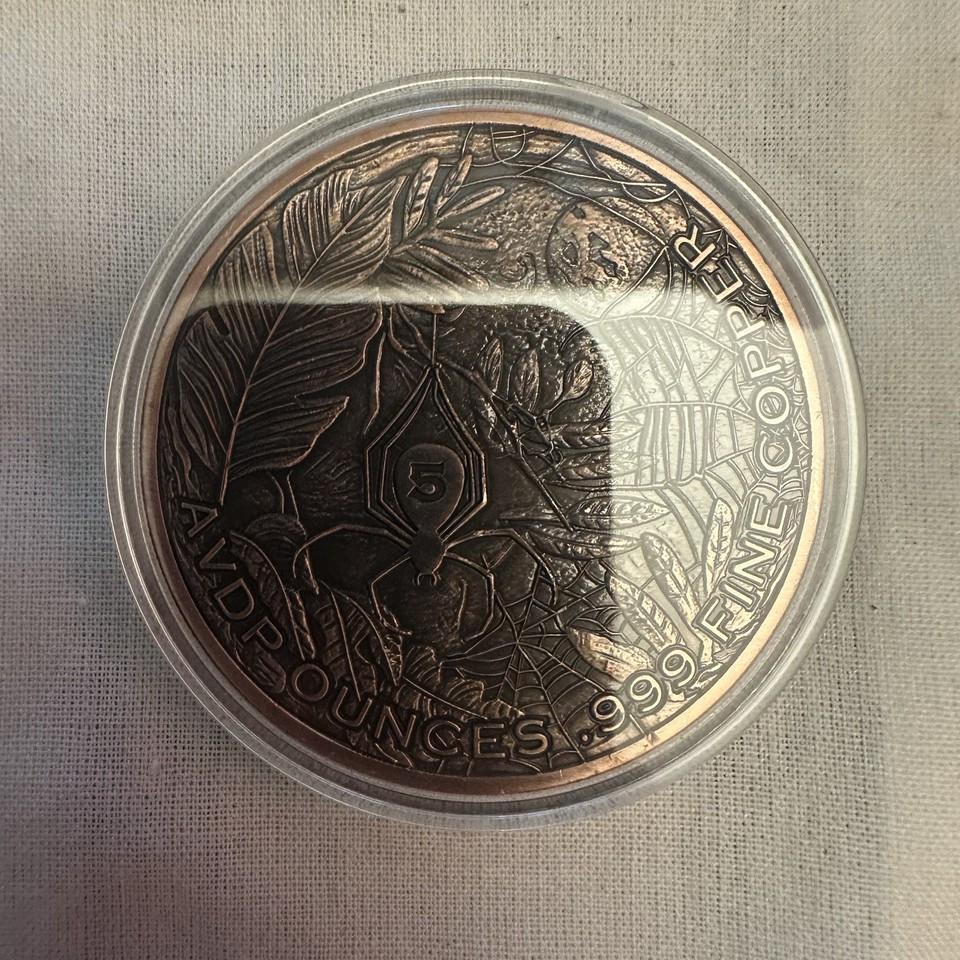5 oz AVDP copper Black Widow spider coin Round glow in the dark in ...