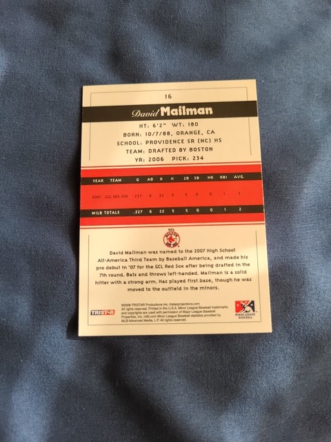 2008 TRISTAR PROjections - #16 David Mailman (RC) for sale online | eBay