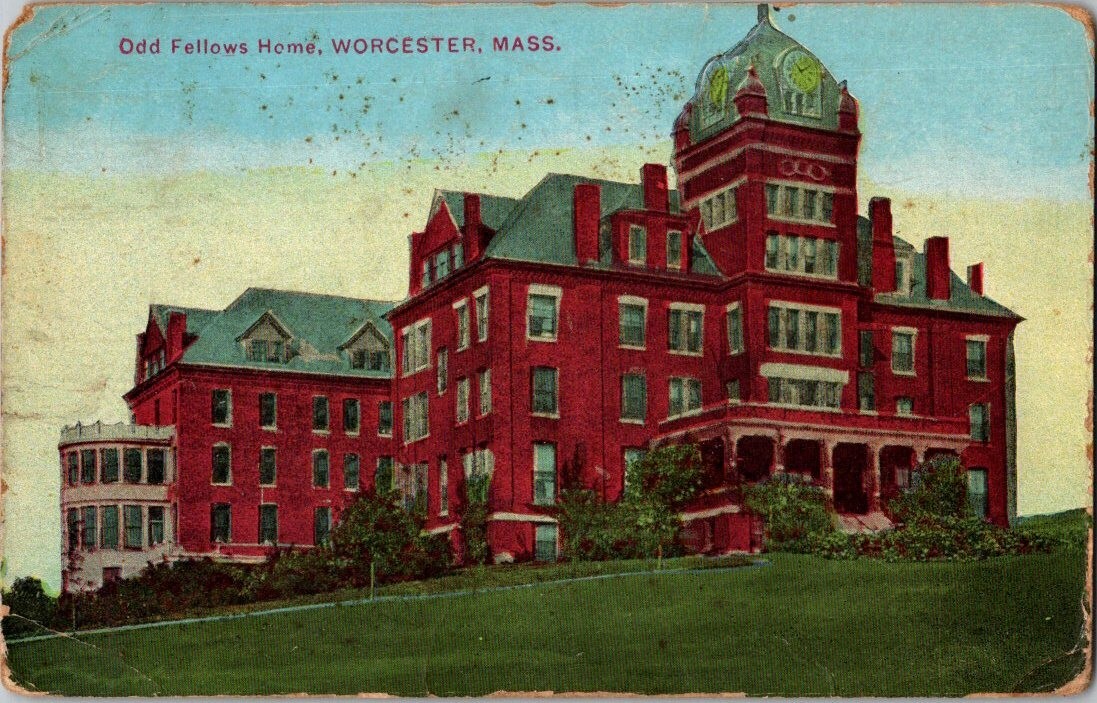 postcard Antique Posted 1910 Odd Fellows Home Worcester Massachusetts ...