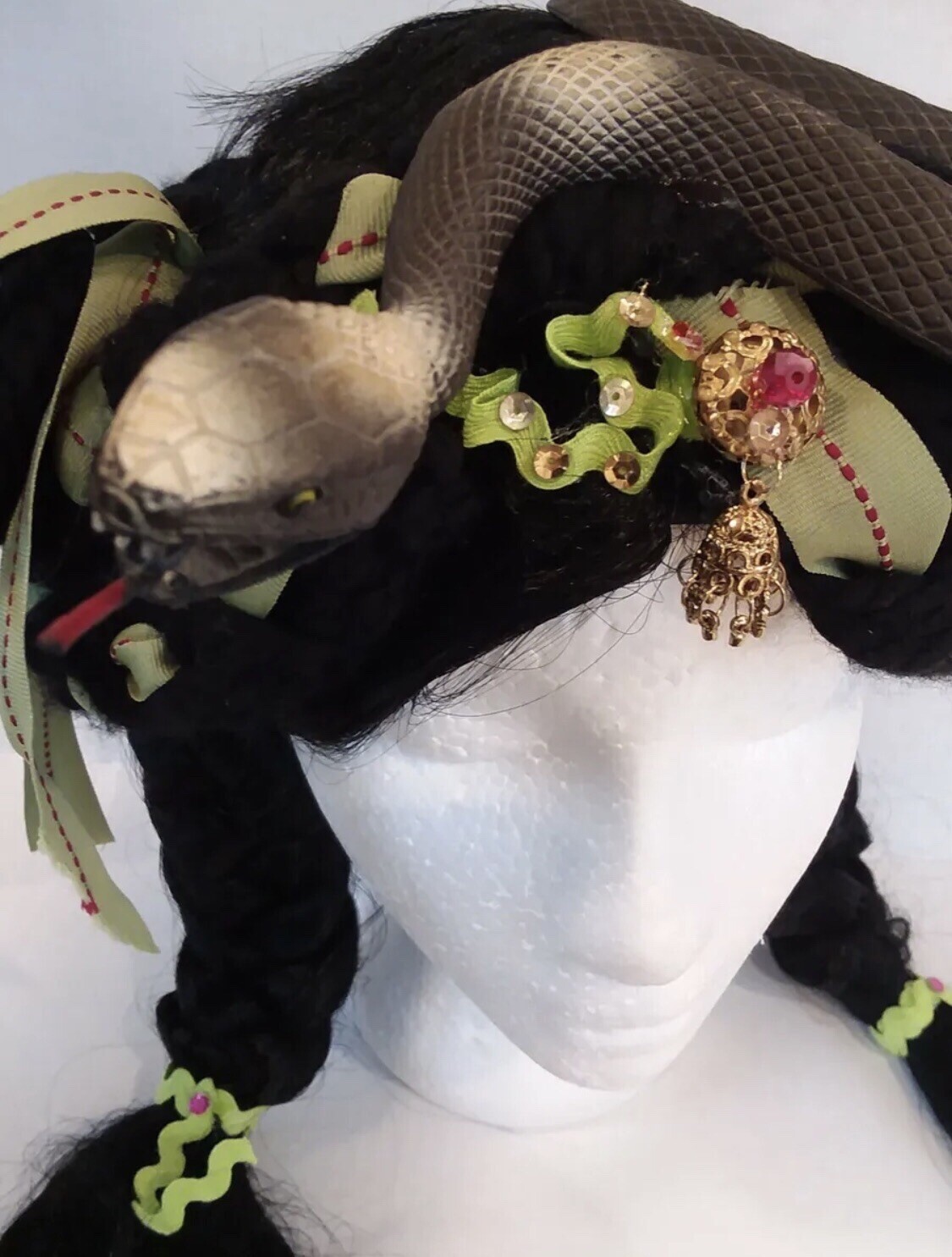 Medusa Snake Headpiece Womens Black Braids Wig Costum… - Gem