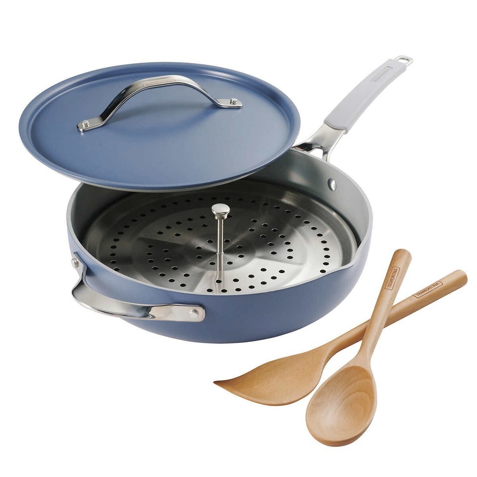 BRAND NEW Tramontina 5-Quart All-In-One Ceramic Non-Stick Pan, Blue. | eBay