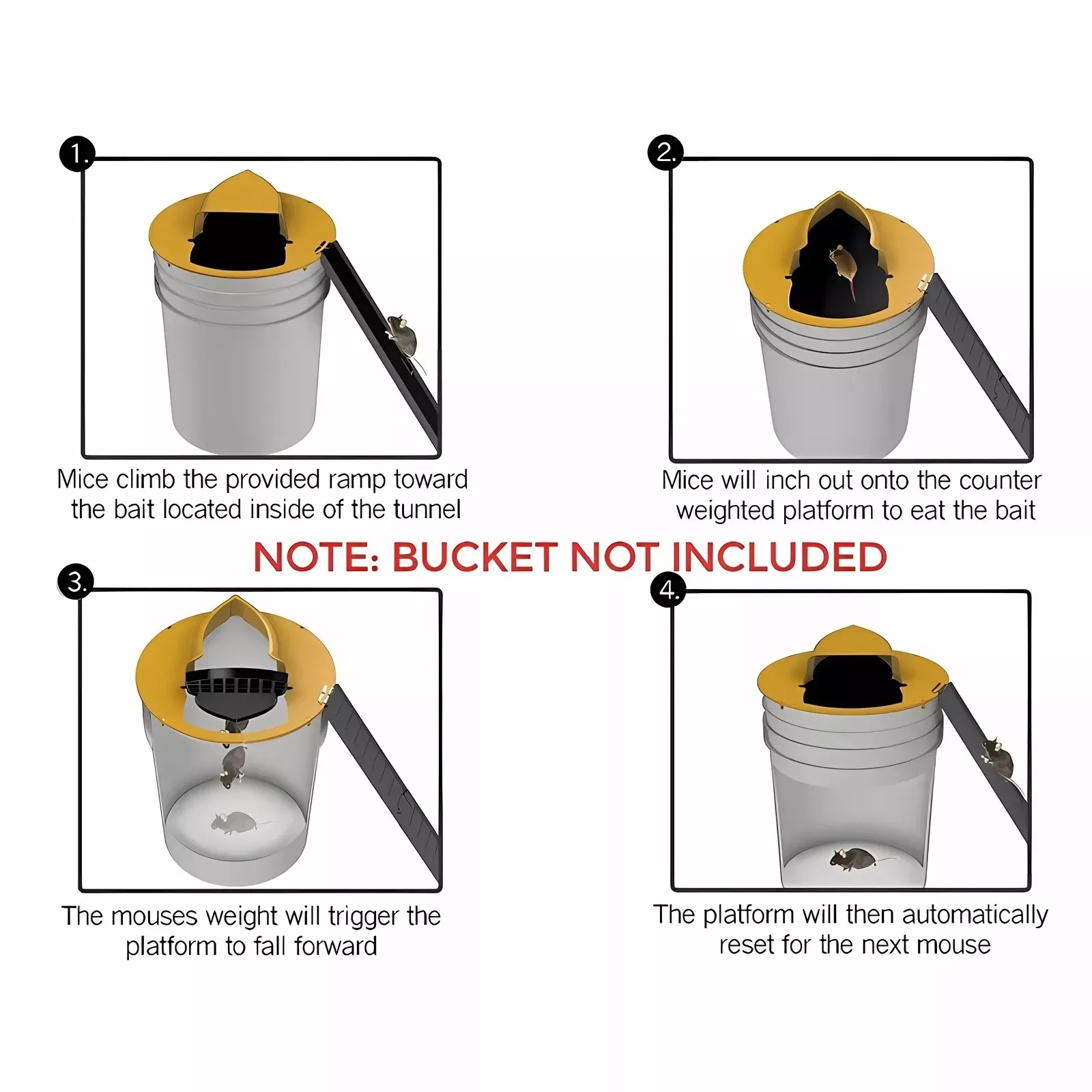 4PACK Bucket Lid Mouse Rat Trap Bucket Mousetrap Catcher US FREE/FAST ...