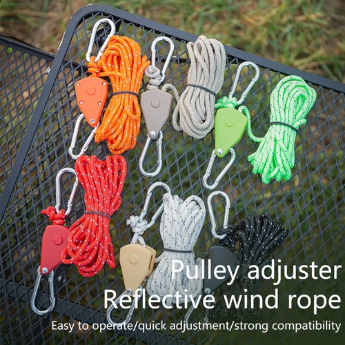 Adjustable Pulley Hook Camping Tent Tie Down Rope Tightener Ratchet ...