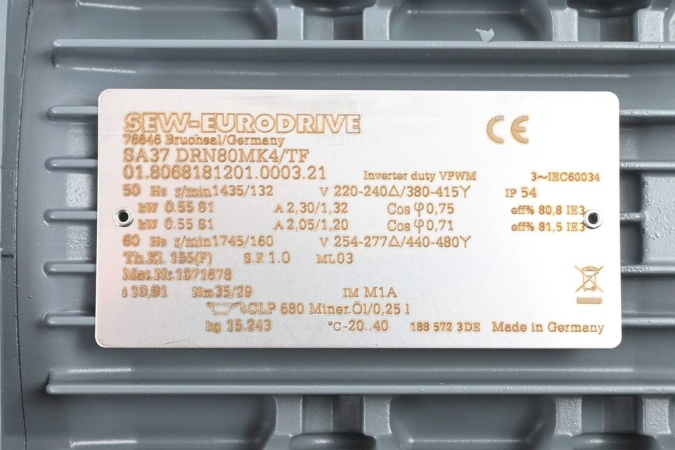 SEW-Eurodrive Getriebemotor SA37 DRN80MK4/TF ( SA37DRN80MK4/TF ) | eBay