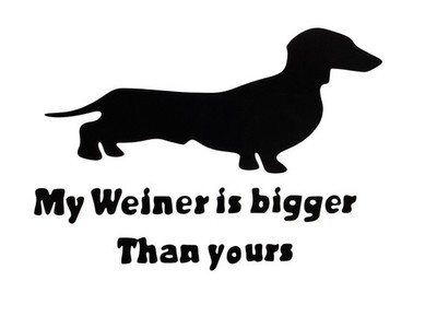 My Weiner is bigger Decal-Sticker for Car Truck Bumper Wall Window ...