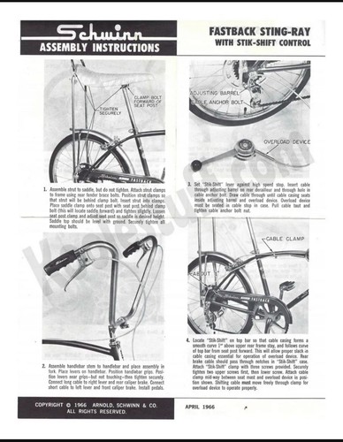 Vintage 1966 Schwinn Fastback Sting-Ray 5 Speed Derailleur 20” Muscle ...