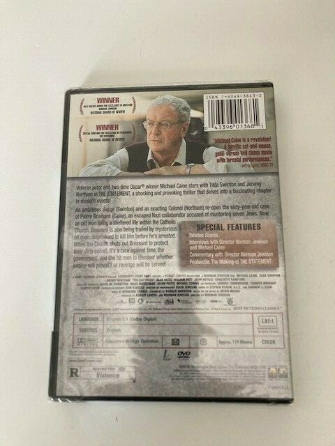 The Statement DVD Brand New Sealed Michael Caine Tilda Swinton Jeremy ...