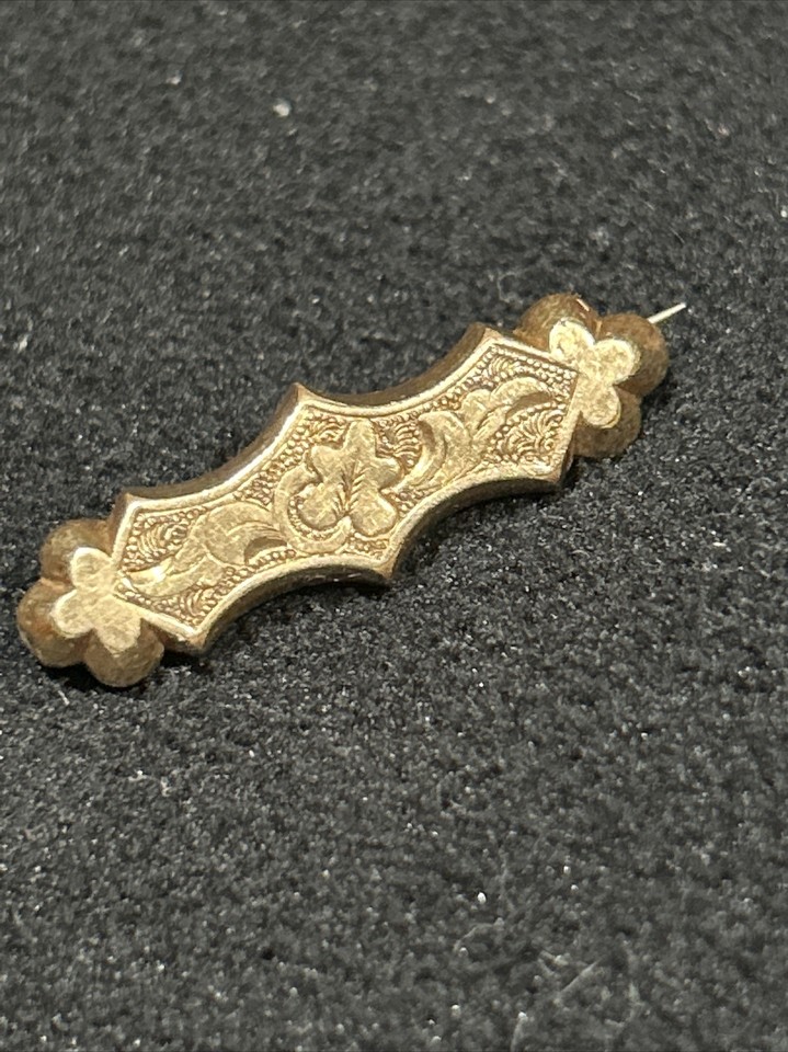 VICTORIAN 12K ROSE GOLD FILL PIN ART NOUVEAU C CLASP BAR TINY ETCHED | eBay