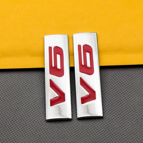 2x Chrome Red Metal V6 Engine Badge Sticker Fender Trunk 4wd Sport ...