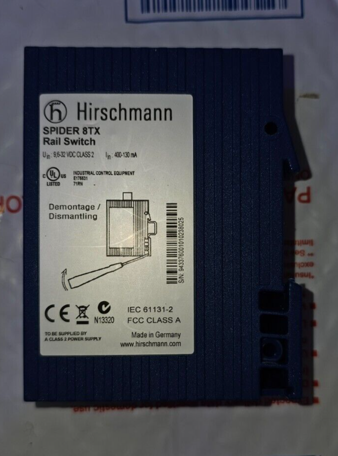 HIRSCHMANN SPIDER 8TX (943-376-001) ETHERNET SWITCH 943376001 | OPEN ...