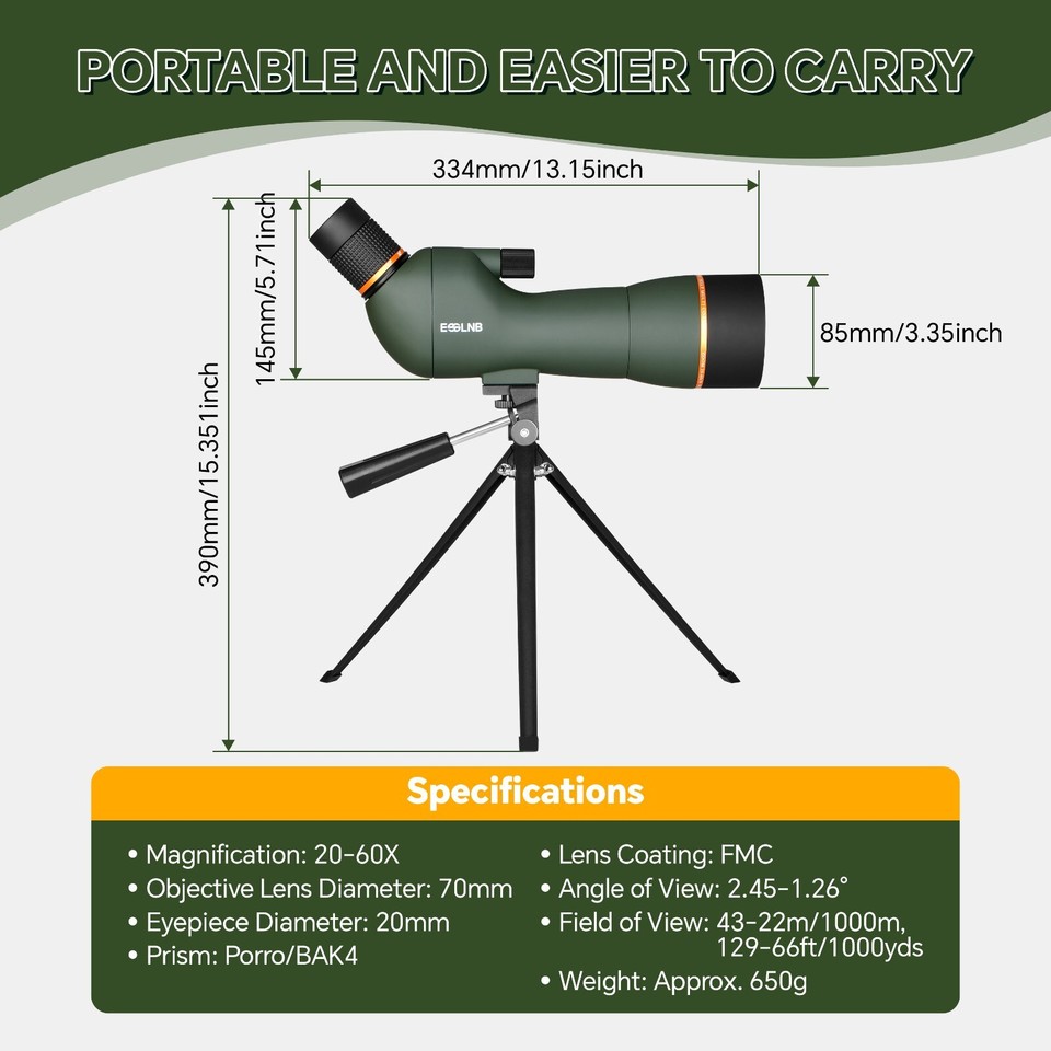 20-60X70 Zoom HD Spotting Scope Portable Design with Mobile Holder ...