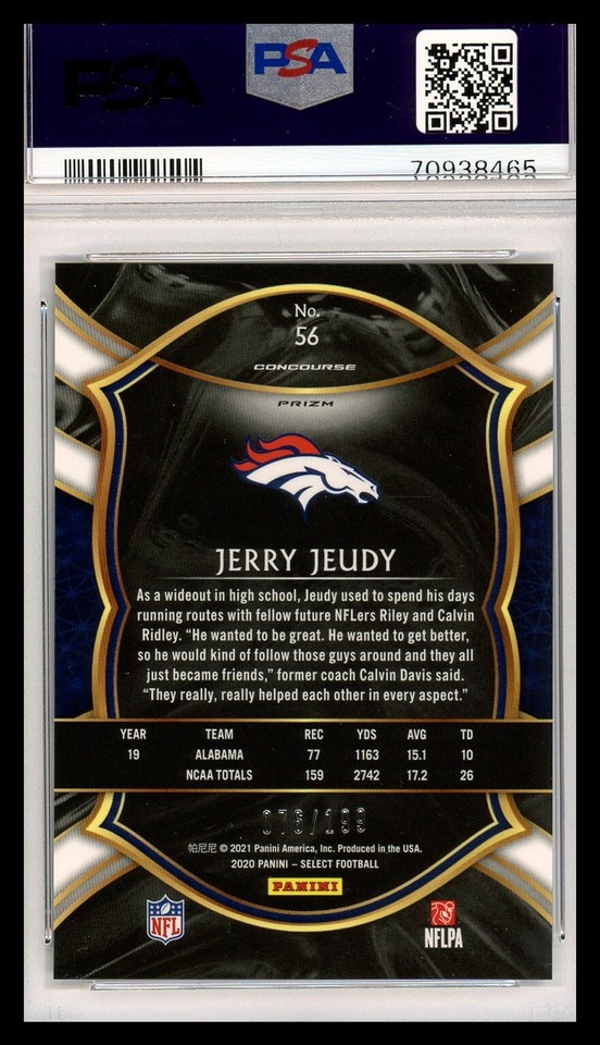 2020 Panini Select Concourse #56 Jerry Jeudy RC 76/199 Tri-Color Prizm ...