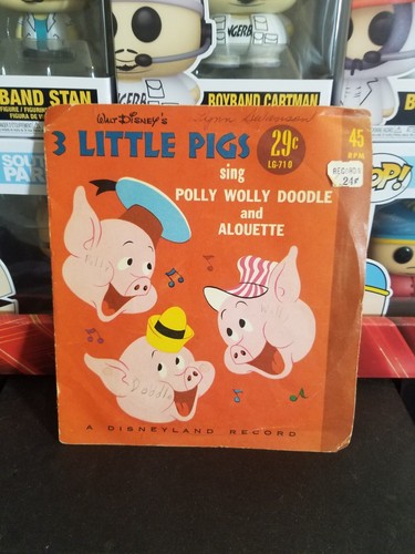 45RPM Disneyland Record Walt Disney's 3 Little Pigs Polly Wolly Doodle ...