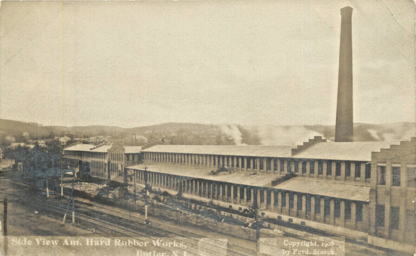 Side View, American Hard Rubber Works, Butler, New Jersey NJ RPPC 1906 ...