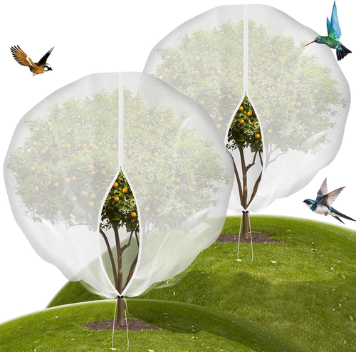 2-Pack 10 * 10FT Large Fruit Tree Netting with Drawstring and Zipper ...