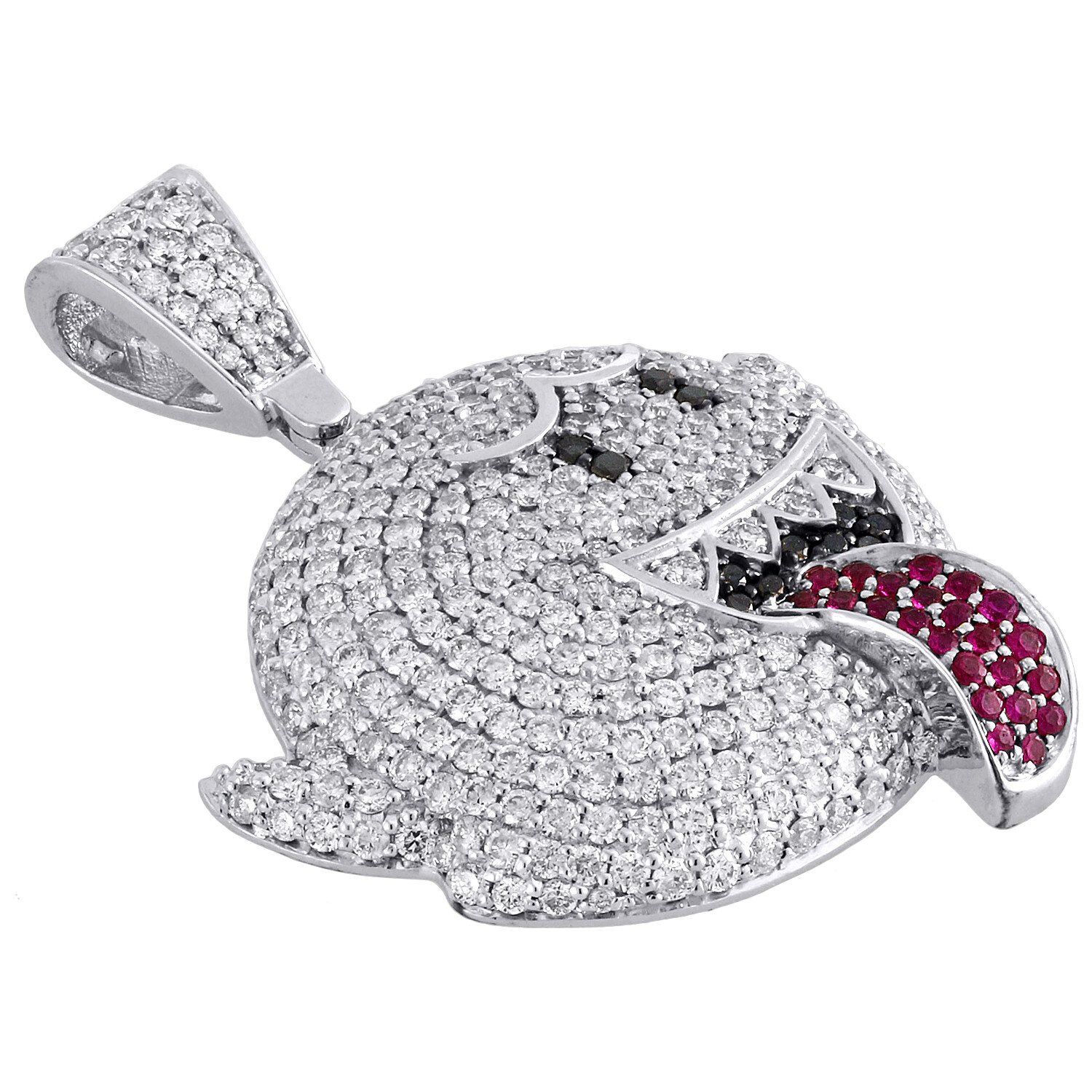 10K White Gold Ruby & Diamond Custom Mario Ghost Boo Pendant 1.50 ...