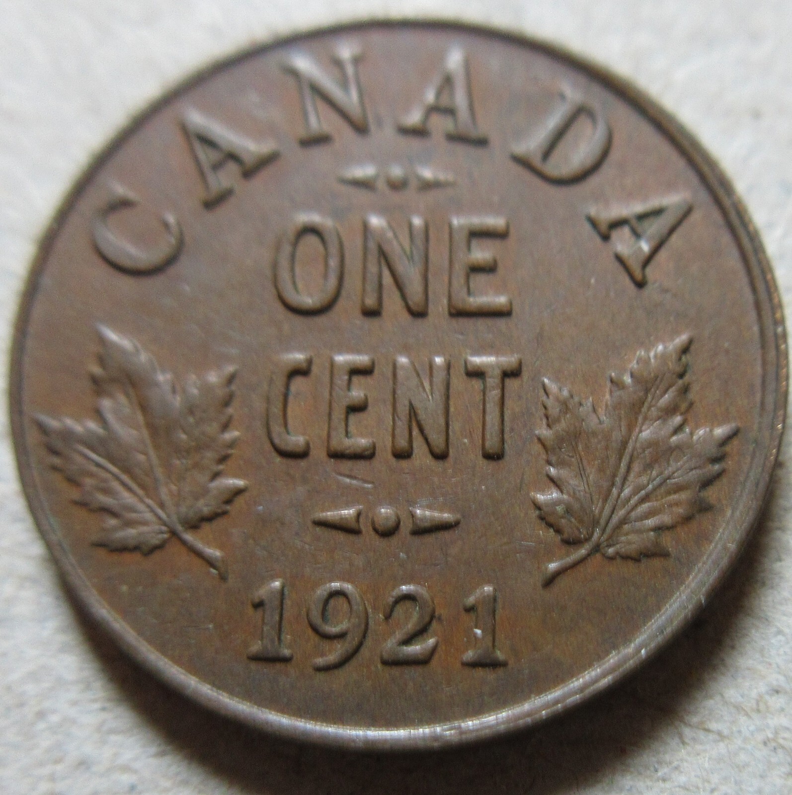 1921 Canada Small Cent Coin. NICE GRADE SEMI KEY DATE 1 Penny George V ...