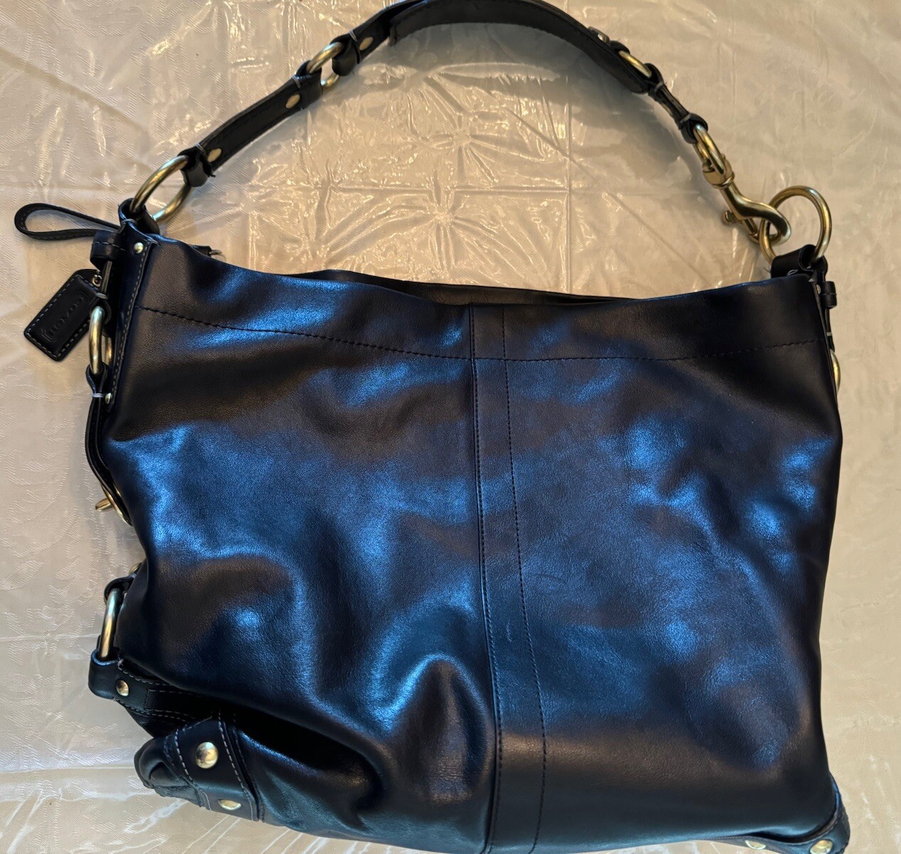 Vintage COACH Carly Black Leather Large Hobo Shoulder… - Gem