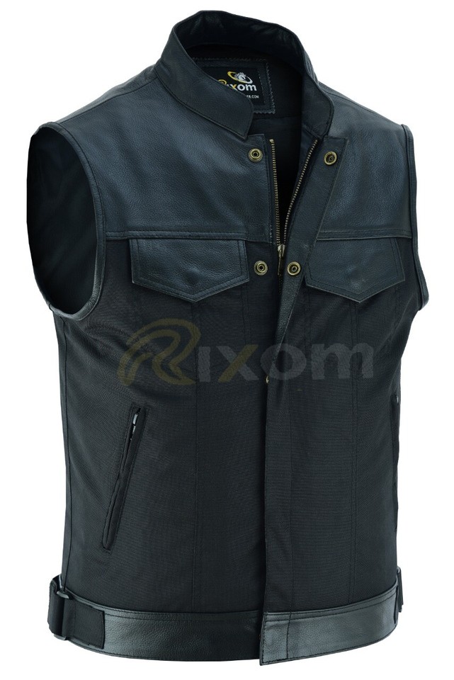 Biker Leather Waistcoat Men's Cut Motorcycle Black Various Club Bikers ...