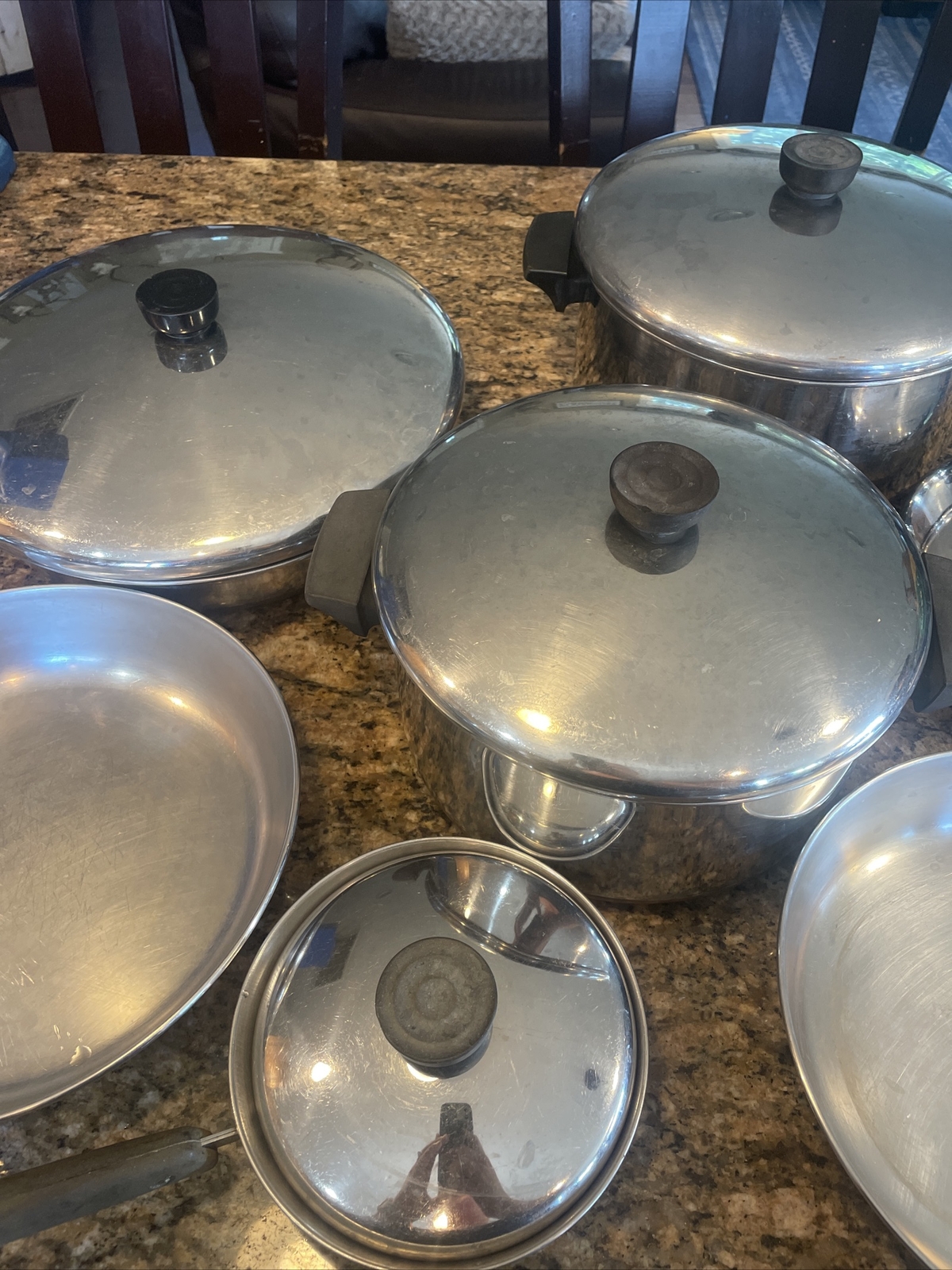 Revere Ware 1801 Copper Bottom Cookware Set Pots and Pans Vintage lot ...