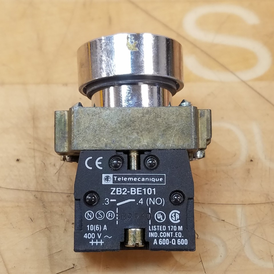 Schneider XB4BA31 Green Flush Momentary Push Button, ZB2-BE101 NO Contact Block | eBay