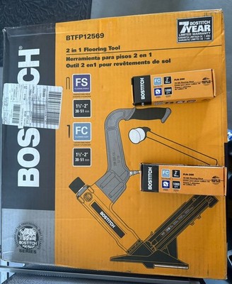BOSTITCH 2-in-1 Flooring Nailer (BTFP12569) & 2 16 Guage Flooring Cleat ...