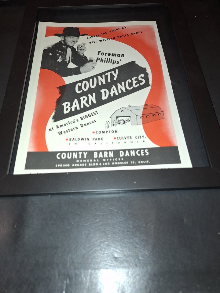 Foreman Phillips Country Barn Dances Rare Original 1946 Promo Ad Framed ...