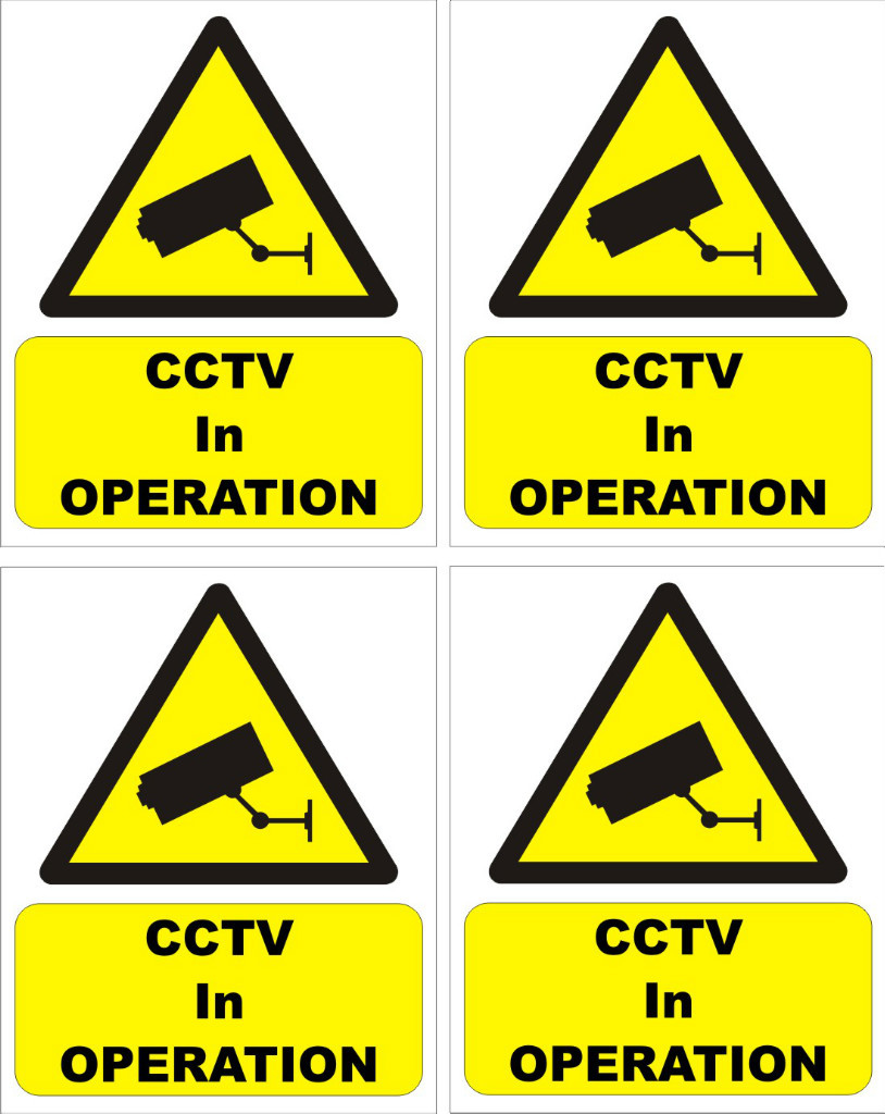 CCTV warning sticker X 4 security safety camera sign sticky back/face ...
