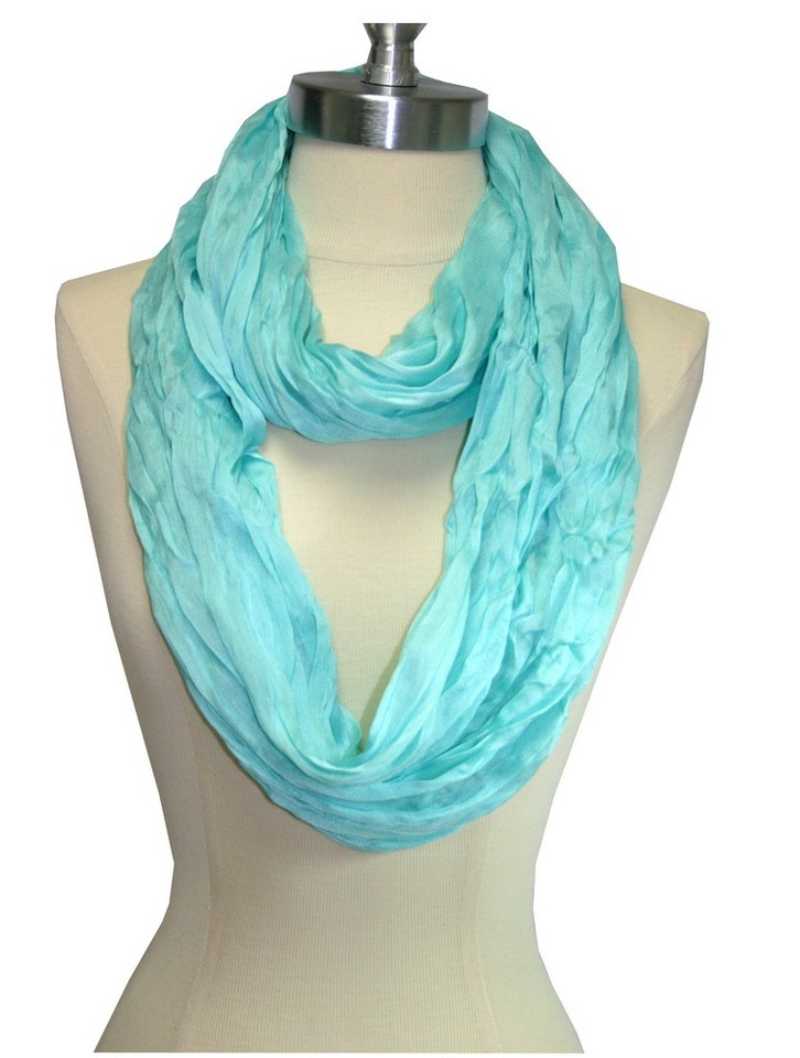 Women Infinity Scarf Style Women Girl's Shawl Wrap Solid Crinkle ...