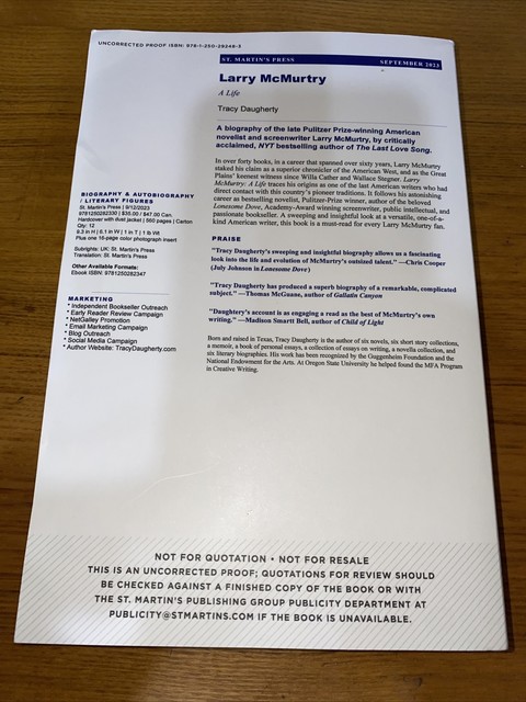 Larry Mcmurtry : A Life by Tracy Daugherty (2023, Hardcover) for sale ...