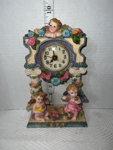 CERAMIC MANTEL CLOCK WITH ANGELS/Cherubs 10 " HIGH works **AS IS*** | eBay