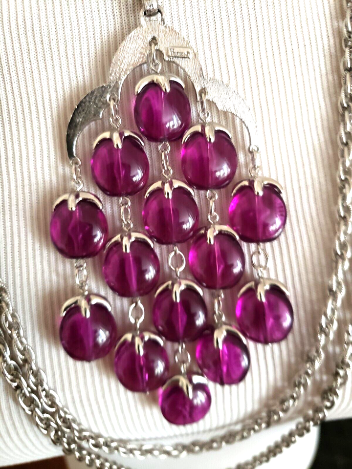 Mint 1955-69 Crown Trifari Waterfall Statement Necklace / Rare Silver ...