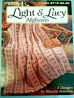 Leisure Arts 2715 Light Lacy AFGHANS (3) crochet 4pg leaflet 1995 ...