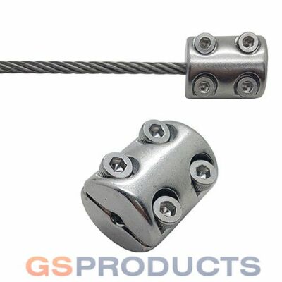 3mm STAINLESS STEEL 316 WIRE ROPE HEAVY DUTY END CLAMP STOPPER 4 CAP ...