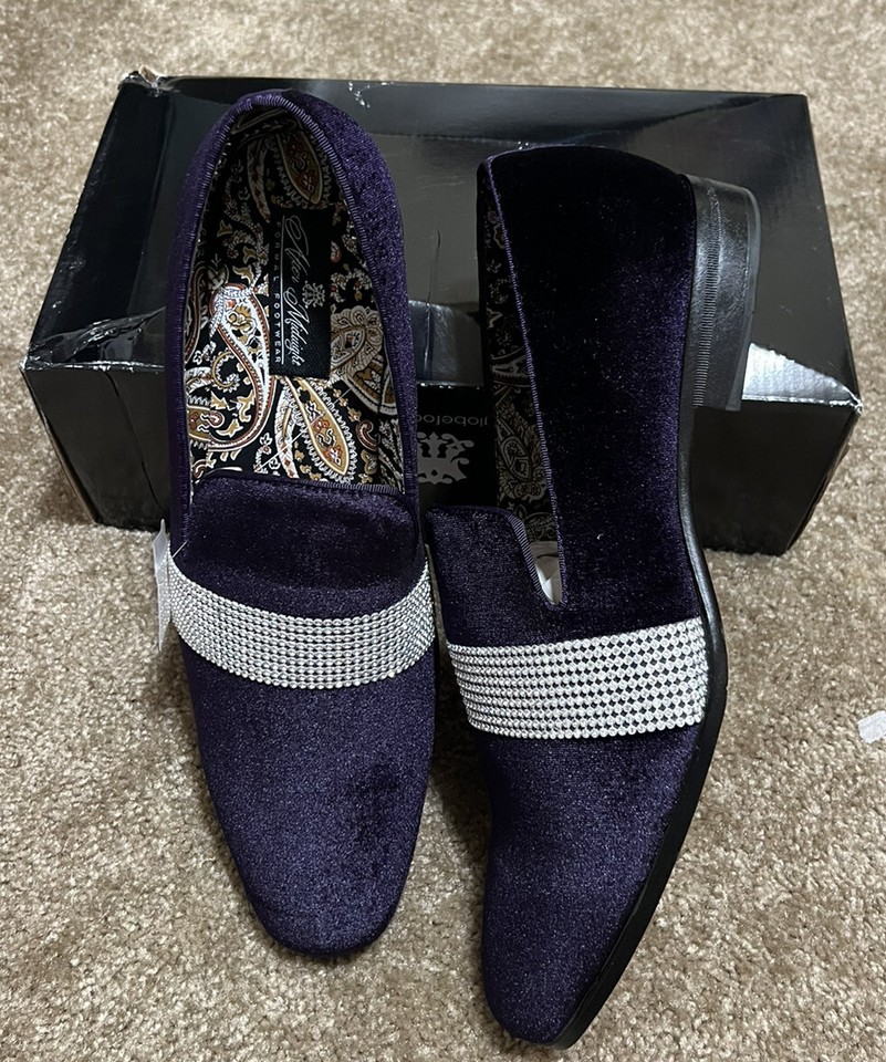 After Midnight Men Formal Smoking Slip On Dress Shoes Purple/Silver ...