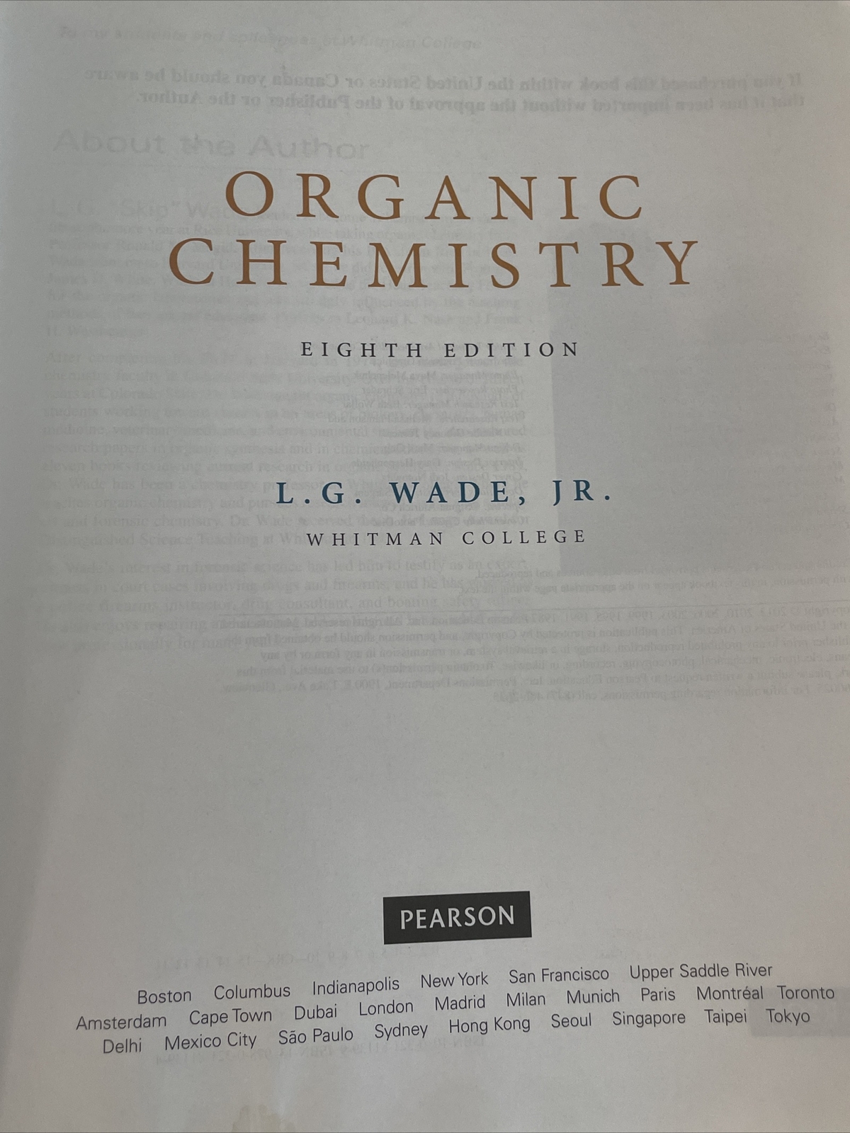 Organic Chemistry by L. G. Wade and L. G. Wade Jr. (2012, Trade ...