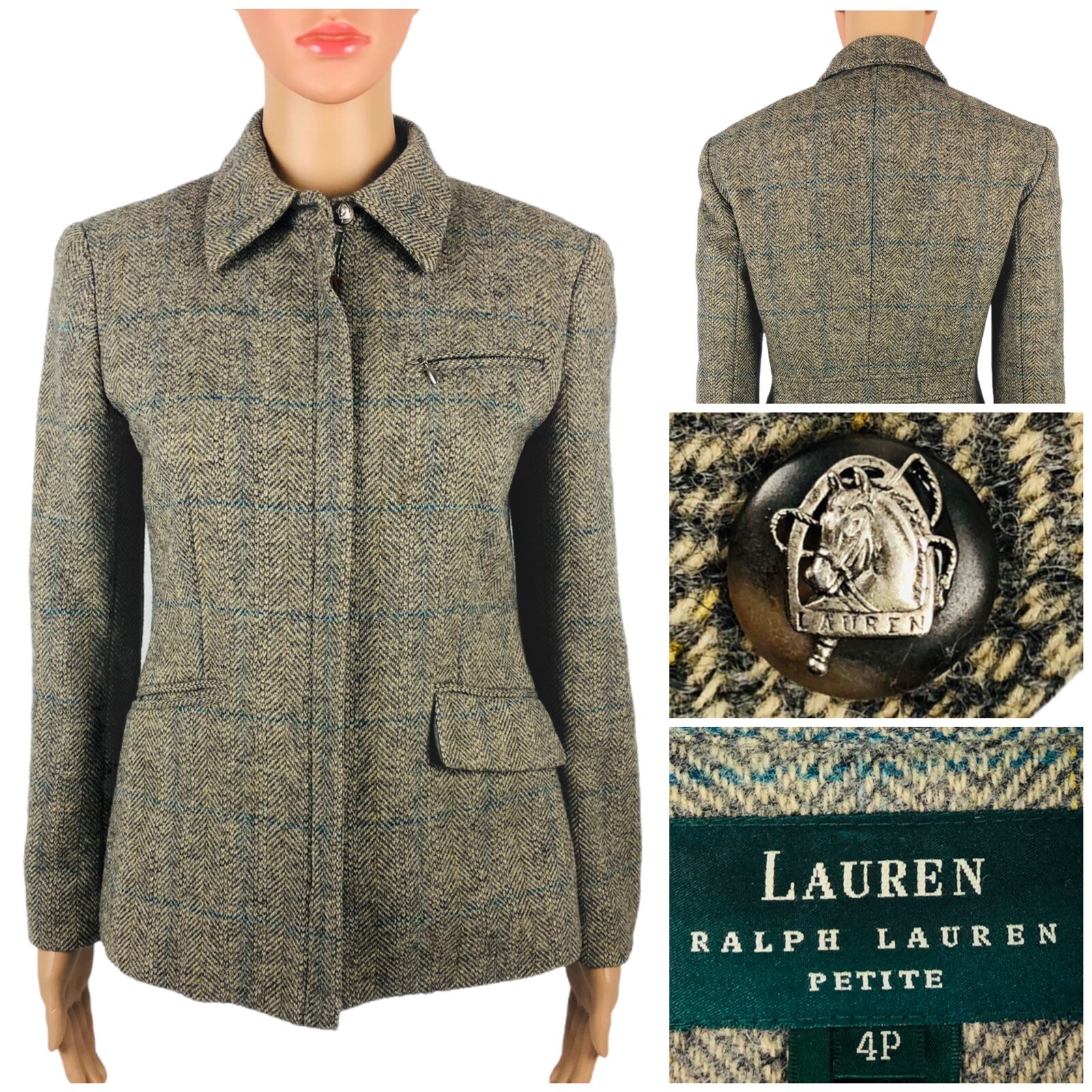 Lauren Ralph Lauren 4P Jacket Herringbone Tweed Shetl… - Gem