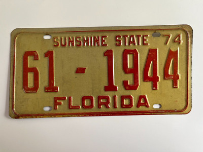 1974 Florida License Plate Tough County #61 Flagler ORIGINAL | eBay