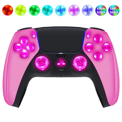 Pink Chrome Silent Modz LED Light Up Buttons Wireless Custom Controller ...