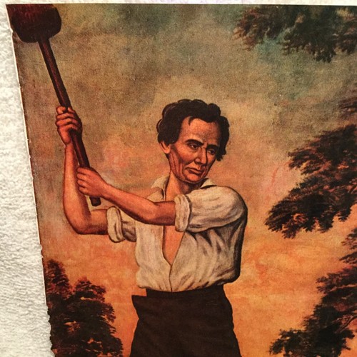 Vtg. Print of Lincoln the Railsplitter Painting from 1860 Presidential ...