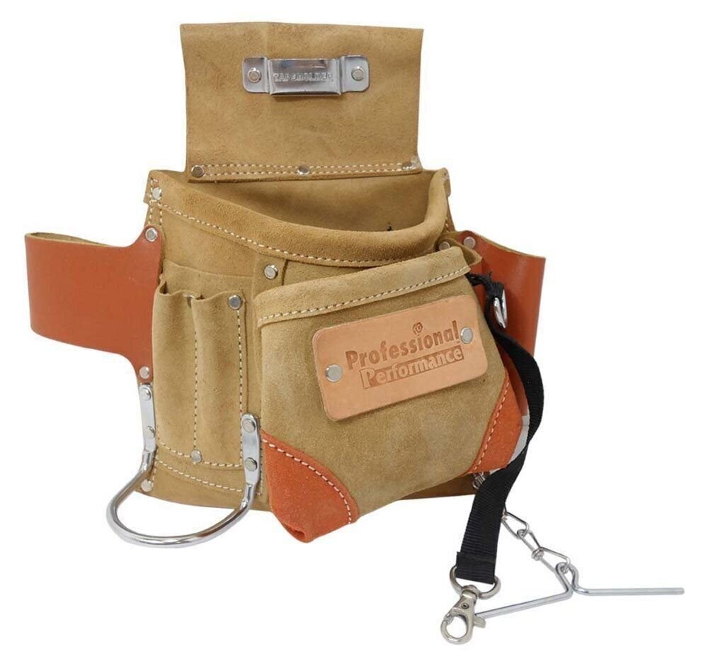 Leather Electrician's Tool Pouch with Tool Hangers and Multiple Pockets ...
